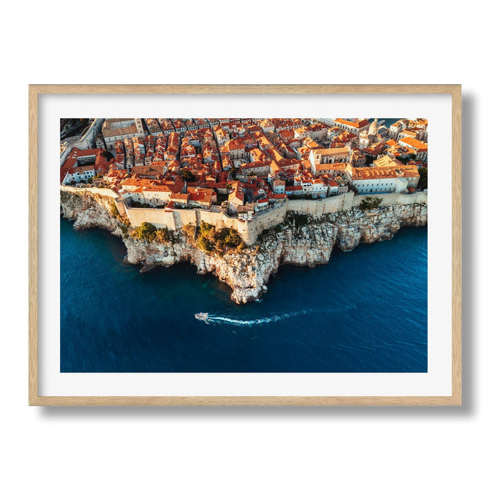 Croatia Old Town Aerial Wall Framed Print | Dubrovnik Coastal Wall Art
