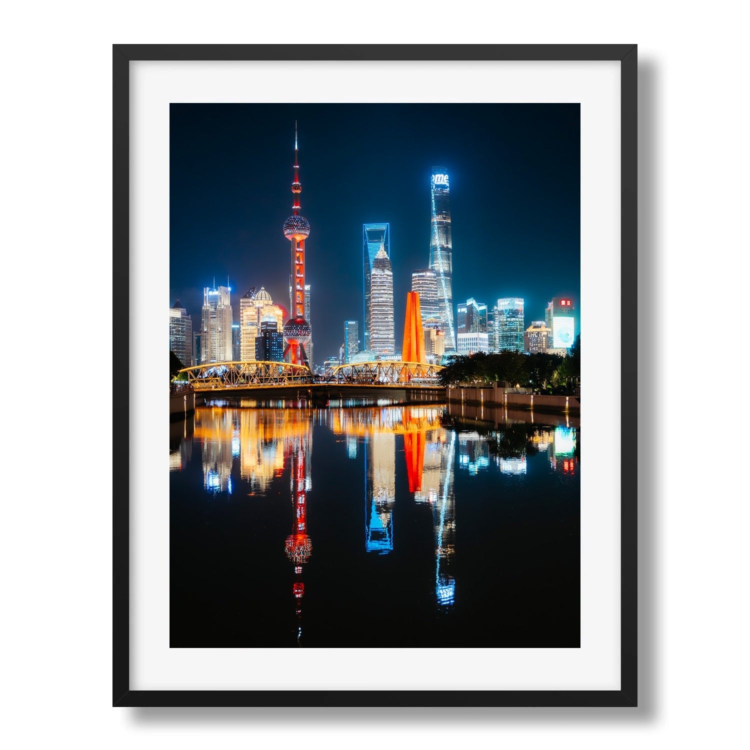 Shanghai Night Skyline Wall Art – Lujiazui Reflections Framed Print ...