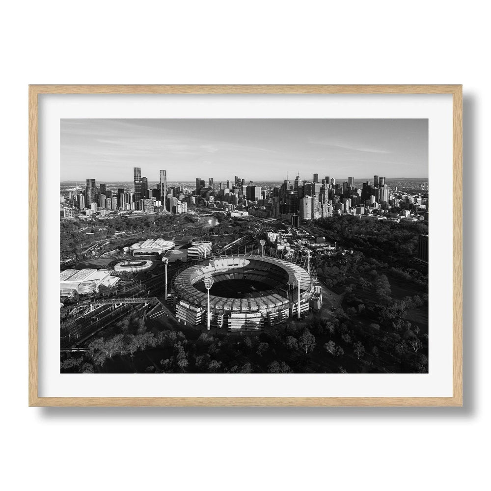 Melbourne MCG Framed Print | City Skyline Black and White Wall Art