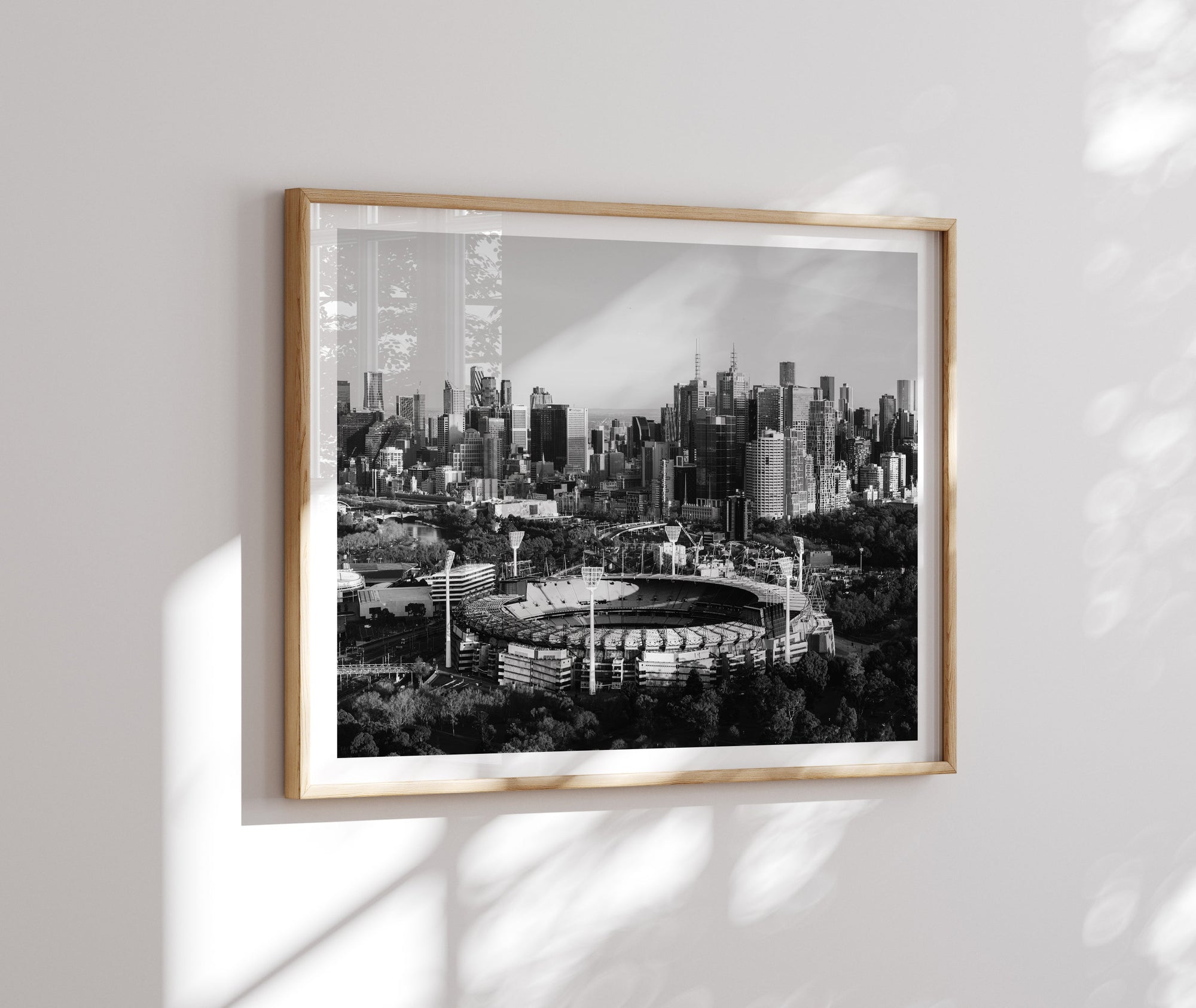 Melbourne MCG Framed Print | City Skyline Black and White Wall Art
