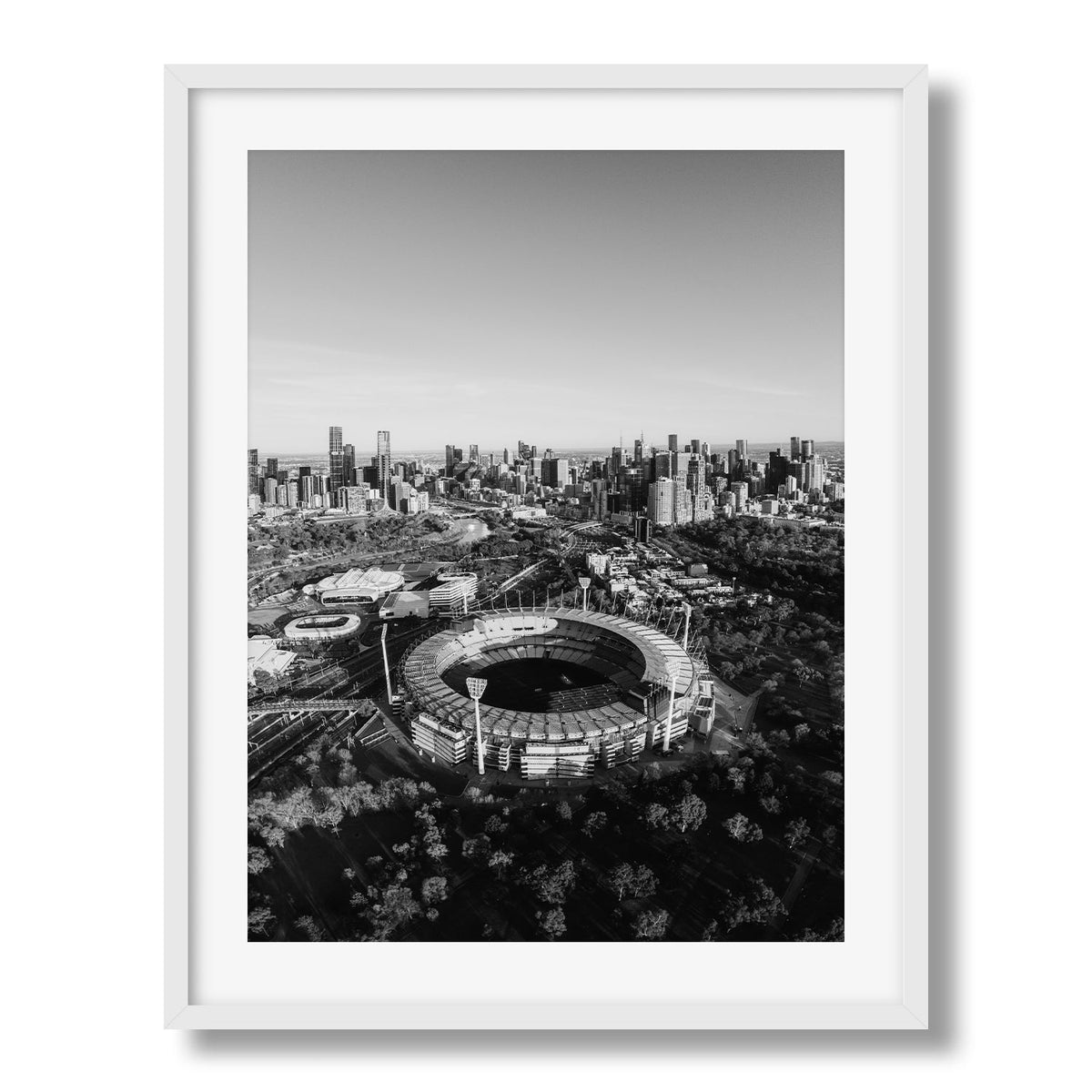 Melbourne MCG Framed Print | City Skyline Black and White Wall Art